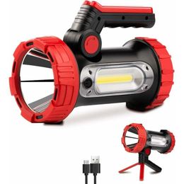Qiedie - Faltbare USB-wiederaufladbare LED-Arbeitsleuchte, 6 Modi, Arbeitsleuchte, Taschenlampe, Suchleuchte mit Stativ