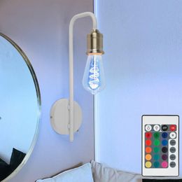 etc-shop - Retro Wand Lampe weiß Wohn Zimmer Messing Leuchte fernbedienung im Set inkl. rgb led Leuchtmittel