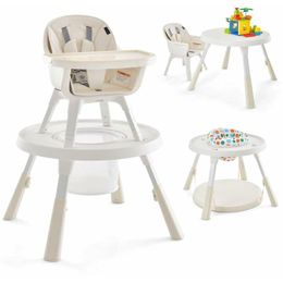 6 in 1 Babyhochstuhl, höhenverstellbarer Kinderhochstuhl mit Tisch & Sicherheitsgurt & abnehmbares Tablett, Futterstuhl & Lauflernhilfe & Spieltisch