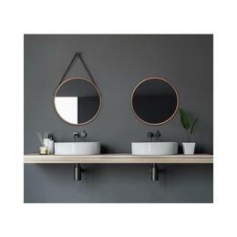Talos Copper Style Spiegel rund � 50 cm � runder Wandspiegel in kupfer � Badspiegel rund mit hochwertigen Aluminiumrahmen - Dekospiegel - Badezimmerspiegel
