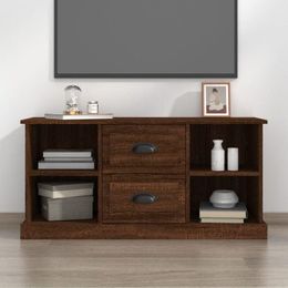 TV-Schrank, TV-Lowboard, tv Möbel, Fernsehschrank Moderner Stil Braun Eichen-Optik 99,5x35,5x48 cm Holzwerkstoff NMKS87997 MAISONCHIC