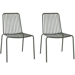 2er Set stapelbare Gartenstühle aus Stahl - Anthrazit - Sweeek