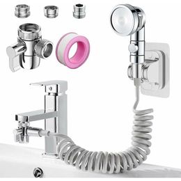 Rhafayre - Duschkopf für Waschbecken, Roscid 3 Modi Badezimmer Duschkopf Set Handbrause (3 Wasserhahnadapter + 2M Schlauch)