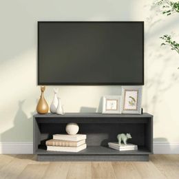 MAISONCHIC - TV-Schrank, TV-Lowboard, tv Möbel, Fernsehschrank Moderner Stil Grau 90x35x35 cm Massivholz Kiefer NMKS32216