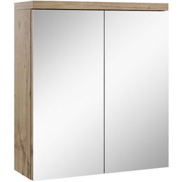 Badplaats - Badezimmer Spiegelschrank Toledo 60cm Kastanien Eiche – Stauraum Unterschrank Möbel zwei Türen Badschrank - Kastanienen eiche