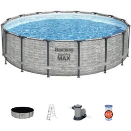 5619E Frame Pool Steel Pro max Set 488x122cm Pool Pumpe Leiter Abdeckung - Bestway
