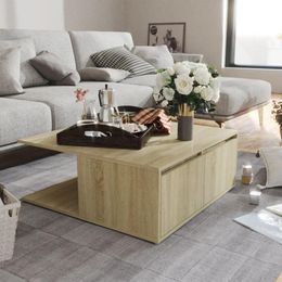 Couchtisch,Sofatisch Kaffeetisch, Wohnzimmertisch im Industrie-Design Sonoma-Eiche 80x80x31 cm Holzwerkstoff -FV41663 - Braun