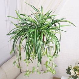 Minkurow - Künstliche Chlorophytum-Pflanze zum Aufhängen 5 Stück künstlicher Efeu, realistische grüne Blätter, Wandbehang, für Haus, Garten, Büro,