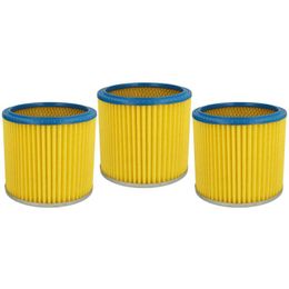 3x Staubsaugerfilter kompatibel mit Rotfuchs vcl 1800, vcl 3000 Staubsauger, Patronen-Filter (gelb) - vhbw