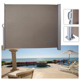Seitenmarkise-160 x 300 cm Brau tüv geprüft uv Reißfestigkeit seitlicher Sichtschutz sichtschutz für Balkon Terrasse ausziehbare markise - HENGDA