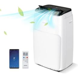 Costway - Heizkörper 5in1 mobile Klimaanlage leise, 14000BTU Klimagerät mit Abluftschlauch Entfeuchter, tragbar 45m², 56db, 16℃-32℃, Fernbedienung,