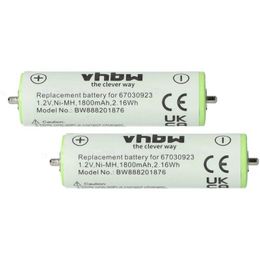 vhbw - 2x Akku kompatibel mit Braun 65774704, 65774710, 65775701, 65775703, 65776700 Rasierer Haarschneider (1800mAh, 1,2V, NiMH)