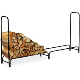 Kaminholzregal, extra breit, für großen Holzvorrat, Kaminholzständer, Metall, HxBxT 122 x 245 x 40 cm, schwarz - Relaxdays