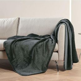 Bestlivings Kuscheldecke xxl 150x200cm ( Schwarz ) Flauschige Wendedecke, Flanell Sherpa-Fleece, Dicke Sofadecke - öko-tex - Couchdecke Tagesdecke - 450g/m²