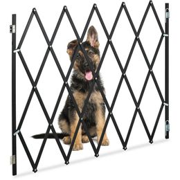 Relaxdays - Hundeabsperrgitter, ausziehbar bis 130 cm, 87,5-100 cm hoch, Bambus, Hunde Schutzgitter, Treppe & Tür, schwarz