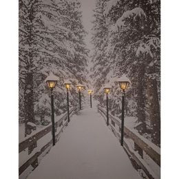Spetebo - led Wandbild 50x40 cm - Winterlandschaft mit 6 LED´s - Leinwand beleuchtet Leucht Bild