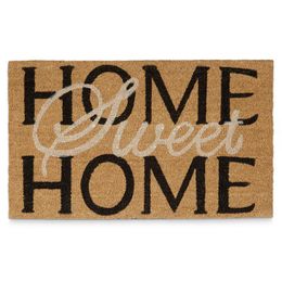 Relaxdays - Fußmatte Kokos Spruch home sweet home heller Fußabtreter mit rutschfester pvc Unterlage Matte aus Kokosfasen als Sauberlaufmatte und