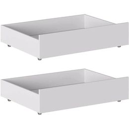 CAESAROO - Set 2 Unterbettschubladen 100,5x68 cm mattweiß Serie Helsinki weiß