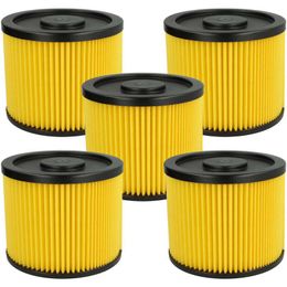 vhbw - 5x Faltenfilter kompatibel mit Lidl Parkside pnts 1250 A1, 1250 B2, 1250 C3, 1250 E4, 1250 F5 Staubsauger - Filter, Patronenfilter, gelb