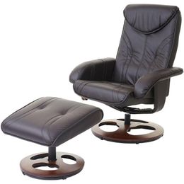 Neuwertig] Relaxsessel HHG 657, Fernsehsessel Sessel mit Hocker, Kunstleder braun - brown