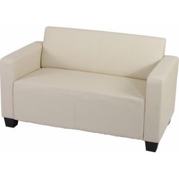 HHG Modular 2er Sofa Couch Moncalieri Loungesofa Kunstleder 136cm creme - beige