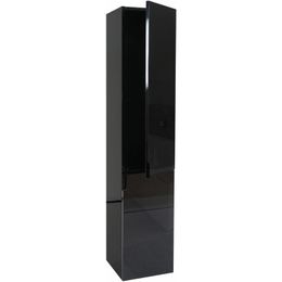 Neuwertig] Hängeschrank HHG 618, Midischrank Hochschrank Badezimmer Badmöbel, hochglanz 150x30cm schwarz - black