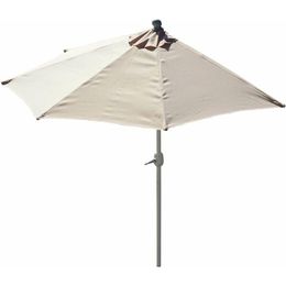 HHG Neuwertig] Sonnenschirm halbrund Lorca, Halbschirm Balkonschirm, uv 50+ Polyester/Alu 3kg 270cm creme ohne Ständer - beige