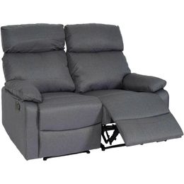 2er Kinosessel HHG 136, Relaxsessel Fernsehsessel Sofa, Armlehne Liegefunktion Nosagfederung Stoff/Textil dunkelgrau - grey