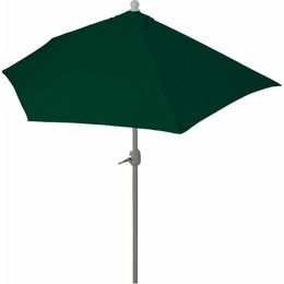 HHG Sonnenschirm halbrund Lorca, Halbschirm Balkonschirm, uv 50+ Polyester/Alu 3kg 270cm grün ohne Ständer - green