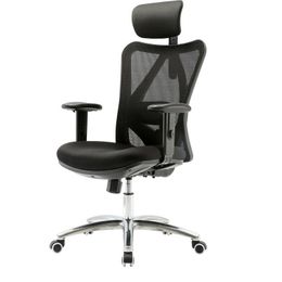 HHG Neuwertig] sihoo Bürostuhl Schreibtischstuhl, ergonomisch, verstellbare Lordosenstütze, 150kg belastbar ohne Fußstütze schwarz - black