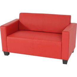 HHG Neuwertig] 2er Sofa Couch Moncalieri Loungesofa Kunstleder rot - red