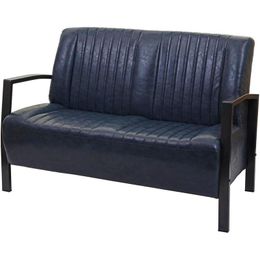 2er Sofa HHG 472, Couch Zweisitzer, Metall Kunstleder Industrie-Design vintage grau - grey