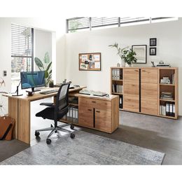 Lomadox Büromöbel Set 6-teilig SARINA-36 mit Schreibtisch in Altesche teilmassiv - braun