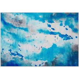 Beliani - Teppich Blau mit Grau 160 x 230 cm mit Flecken Motiv Abstrakt Bedruckt Rechteckig Modern - Grau