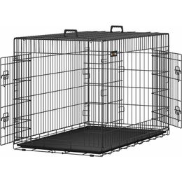 Feandrea xxl Hundekäfig, klappbar, Länge 122 cm, transportabel, 2 Türen, schwarz von Songmics PPD48H - Schwarz