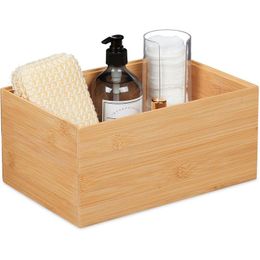 Aufbewahrungsbox Bambus, stapelbar, Bambuskiste ohne Deckel, stabil, hbt: 14 x 30 x 20 cm, Stapelbox, natur - Relaxdays