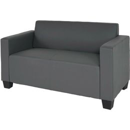 HHG 2er Sofa Couch Moncalieri Loungesofa Kunstleder dunkelgrau - grey