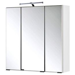 Lomadox Spiegelschrank 60cm weiß PADUA-03 led, 3-trg, b x h x t: ca. 60 x 64 x 20 cm - weiß