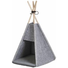 Beliani - Tierbett Hellgrau Filz 35x40 cm Tierkorb Tipi-Zelt für kleine Hunde, sowie Katzen - Grau