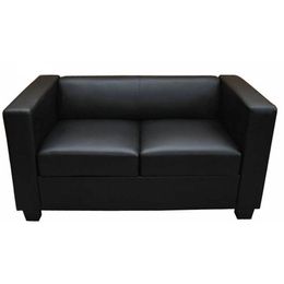 HHG - 2er Sofa Lille, Kunstleder schwarz - black