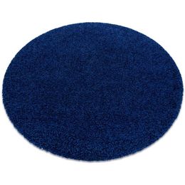 RUGSX Teppich soffi Kreis shaggy 5cm dunkelblau blue rund 100 cm