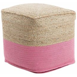 Beliani - Pouf Rosa/Beige Jute/Baumwolle Quadrat Boho-Stil