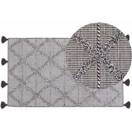 Beliani Teppich Braun 80 x 150 cm Shaggy Geometrisches Muster Handgewebt Rechteckig Modern - Braun