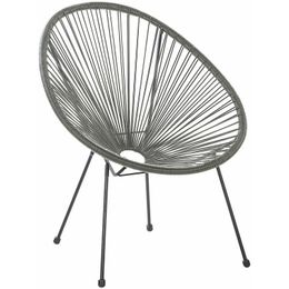 Beliani Balkonstuhl Dunkelgrau Polyrattan Spaghetti-Optik Modern Mexikanischer Stil Outdoor Balkon Terrasse Garten Möbel - Schwarz