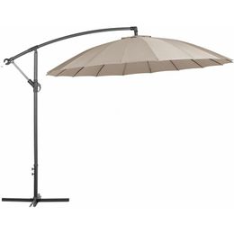 Beliani Ampelschirm Sandbeige Polyester ⌀ 268 cm Kurbelmechanismus Garten Terrasse Balkon - Beige