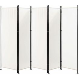 Beliani Paravent Weiß 267 x 170 cm 5-teiliges aus Polyester und Stahl Freistehend Wohnzimmer Schlafzimmer Innen- und Außenbereich Elegant Modern - Weiß