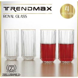 Zellerfeld - 4-teiliger Wasserglas-Set mit Goldumrandung transparent Trinkgläser Saftgläser Royal Glas