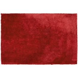 Beliani Teppich Rot Stoff rechteckig 160 x 230 cm einfarbig getuftet Modern Industrie Stil Langhaar Shaggy Flur Wohn-, Kinder- und Schlafzimmer - Rot