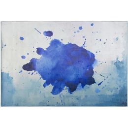 Beliani - Teppich Blau 160 x 230 cm mit Flecken Muster in rechteckiger Form Abstrakt Modern - Grau