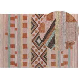 Beliani - Teppich Mehrfarbig Wolle Rechteckig 160 x 230 cm mit Geometrischem Muster Boho Skandinavisch für Wohn- und Schlafzimmer - Braun